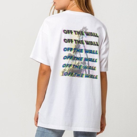 Vans | Tops | Vans Womens Shirt Xl New Blur Logo Oversize Tee White ...
